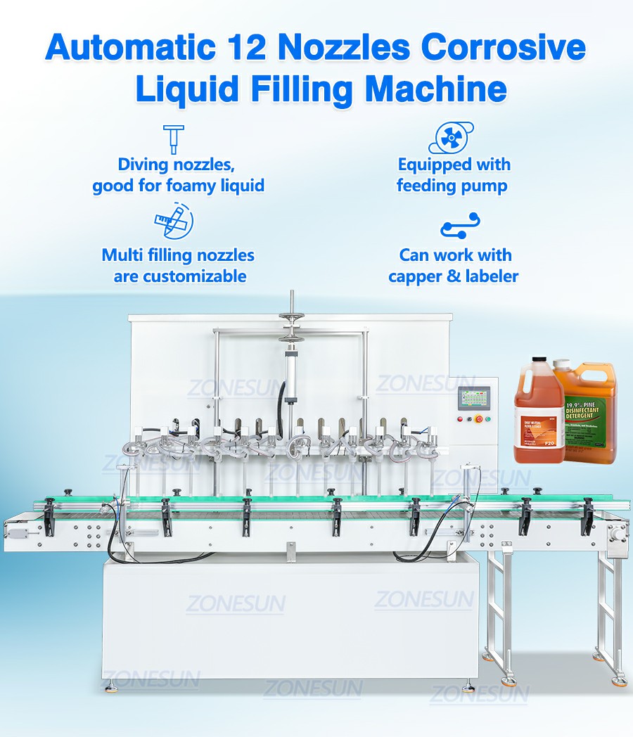 Liquid Chlorine Bleach Filling Machine |12 Diving Heads